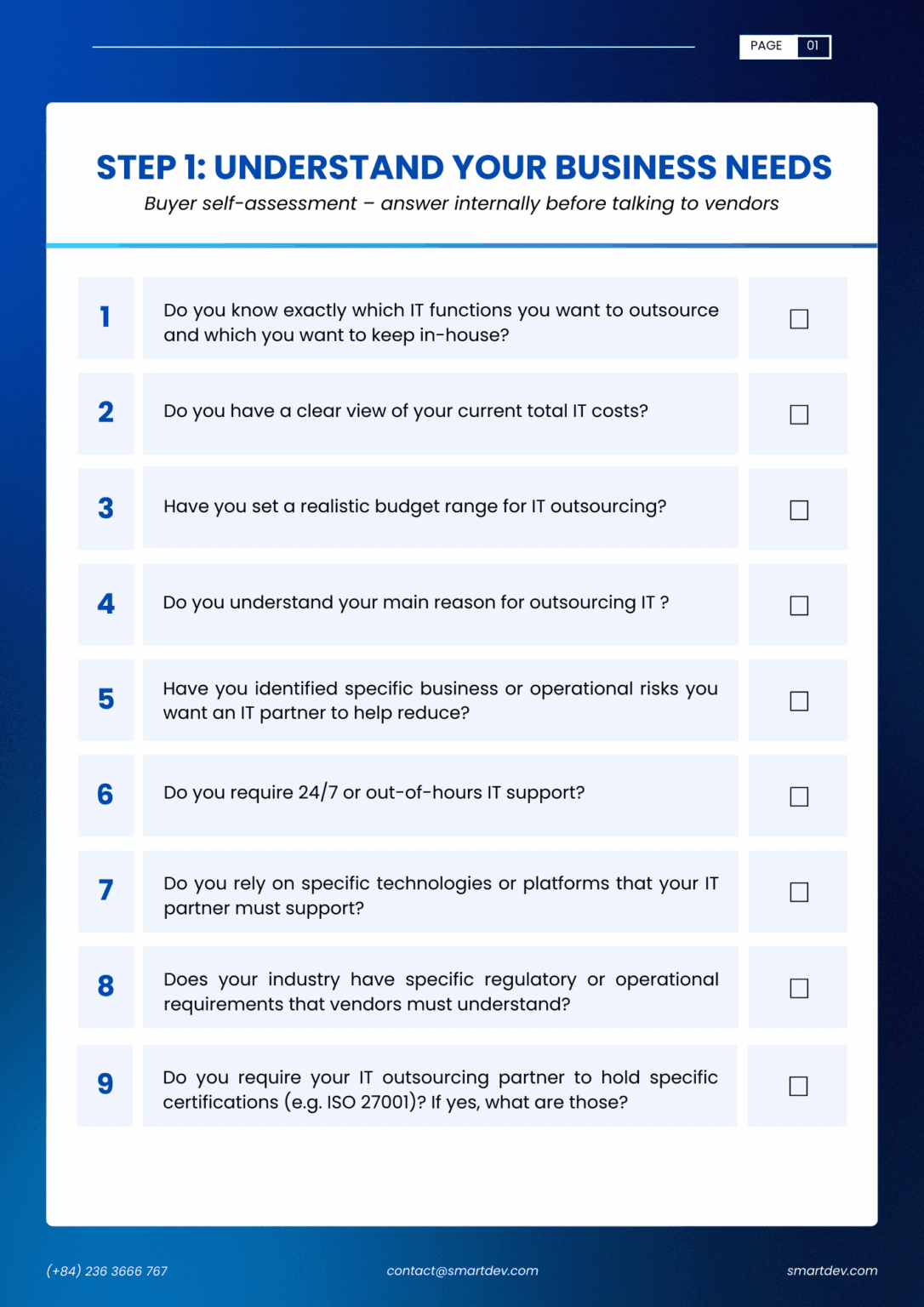 IT Outsourcing Due Diligence Checklist | SmartDev